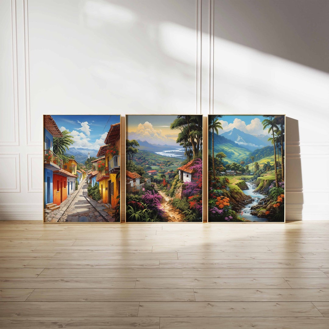 Set of 3 Colombia Poster Set, Vintage Colombian Floral Prints ...