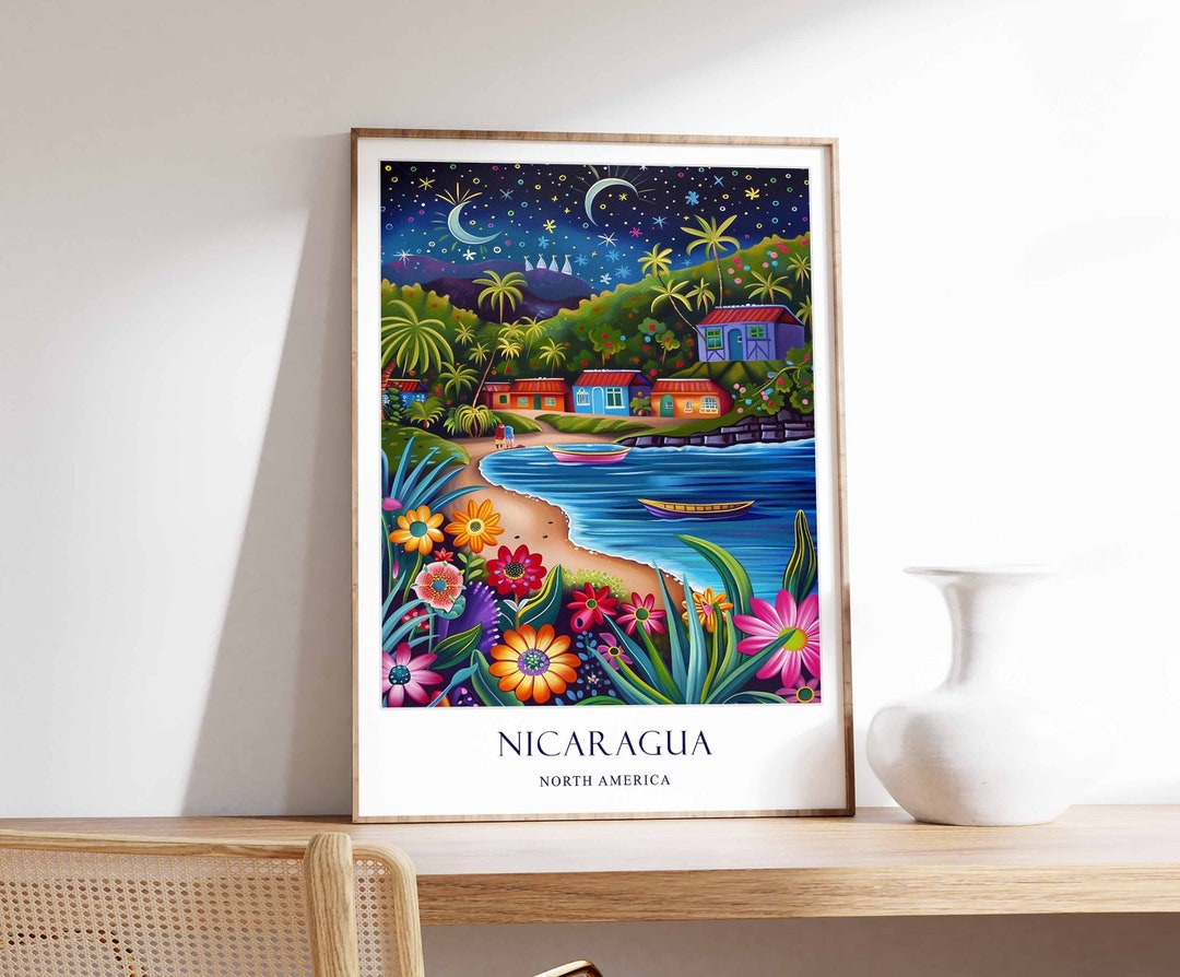 Nicaragua Poster, Nicaragua Tourism Decor, Nicaragua Wall Art, Managua ...