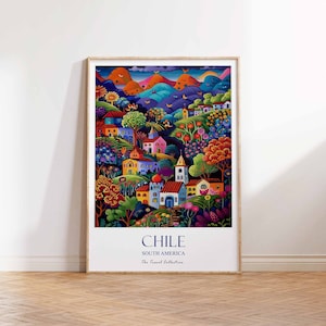 Chile Poster, Chile Travel Print, South American Travel Art, Tropical ...