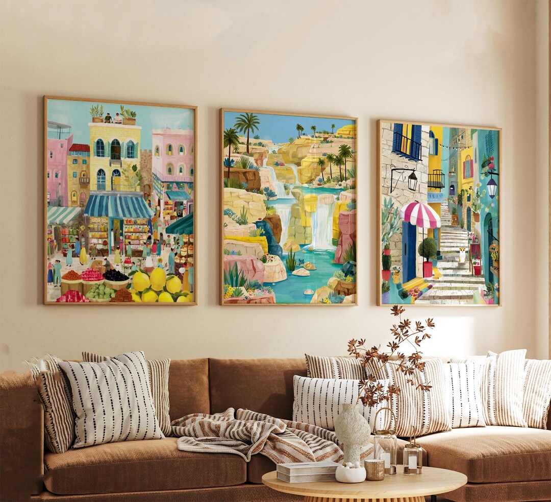 Set of 3 Israel Posters, Middle East Travel Wall Art, Landscape Print ...