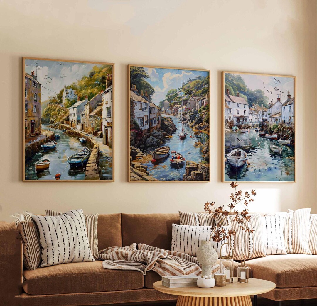 Set of 3 Polperro Posters, Cornwall Coastal Prints, Seaside Village ...