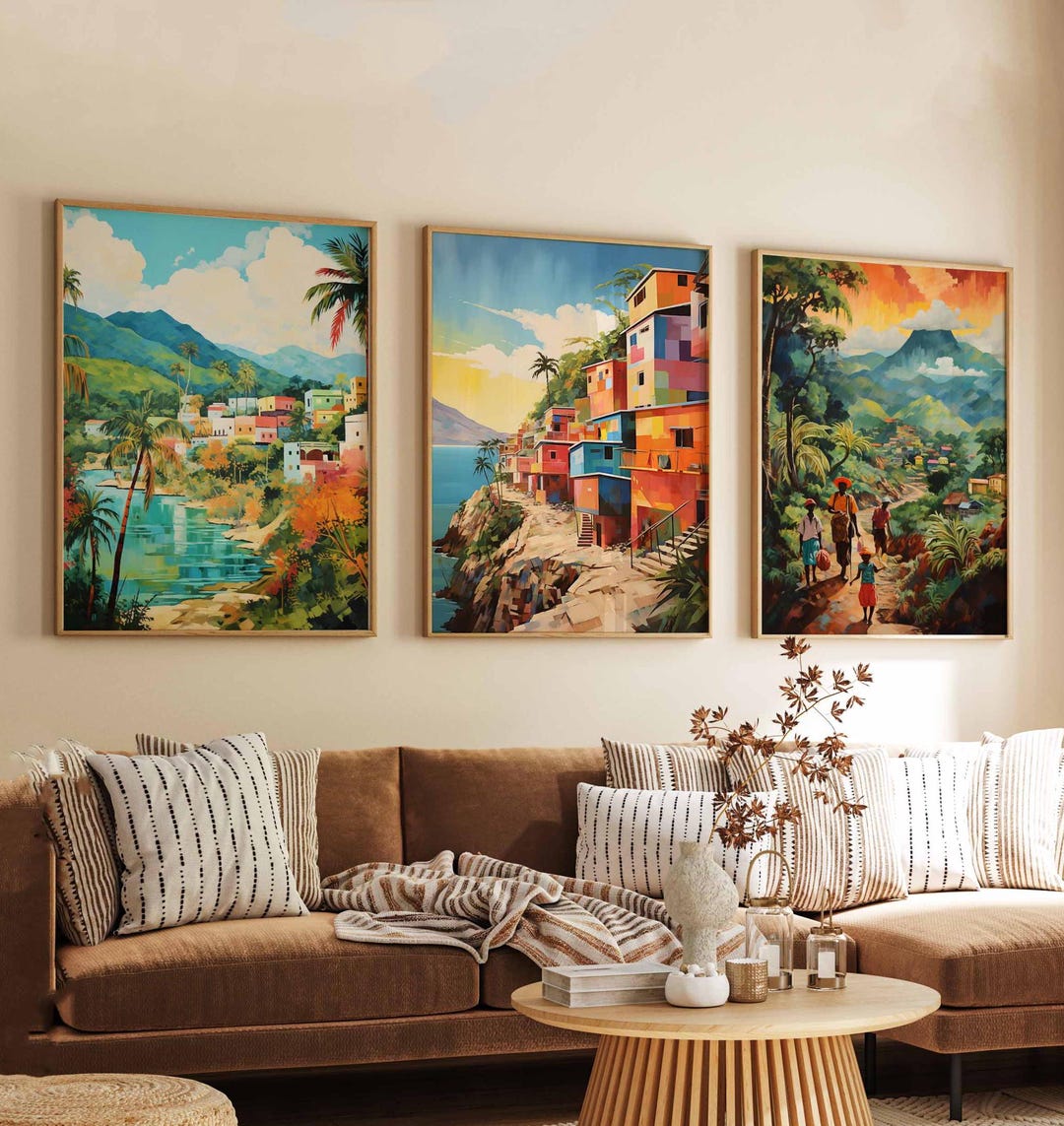 Set of 3 Haiti Posters, Haiti Travel Prints, Caribbean Wall Art Set ...