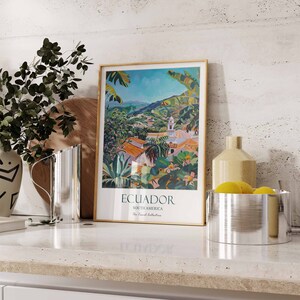 Ecuador Travel Poster, Ecuador Print, South America Travel Art, Floral ...