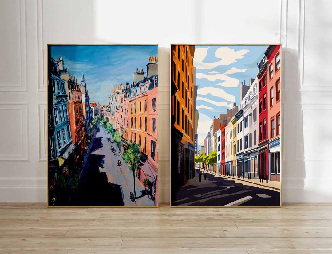 Set of 2 Soho Posters, London Travel Prints, UK City Wall Art, Vintage ...