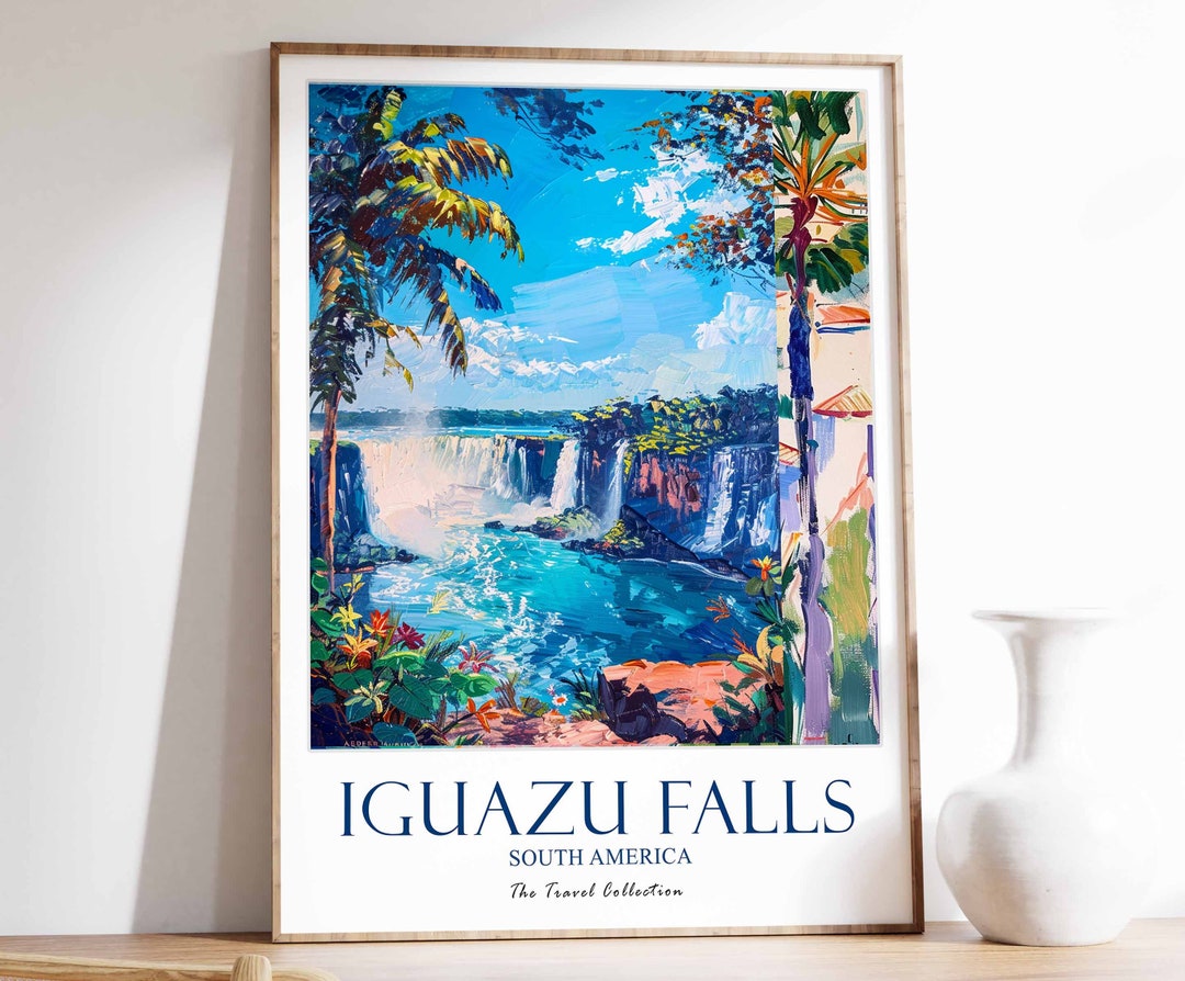 Iguazu Falls Travel Poster, Iguazu Falls Print, South America Travel ...