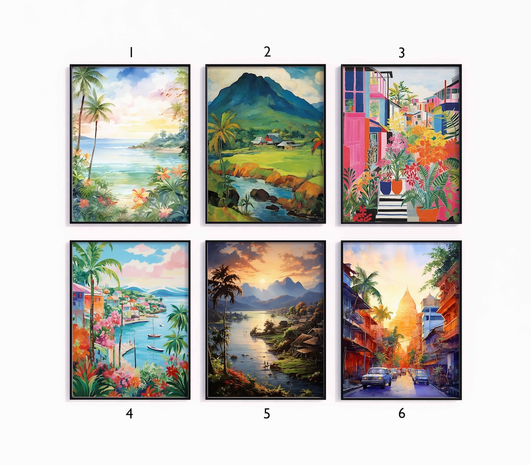 Philippines Travel Poster Set, Filipino Travel Prints, Floral Art ...