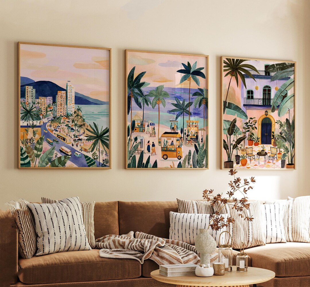 Penang Malaysia Poster Set of 3, Vintage Travel Illustration Wall Art ...