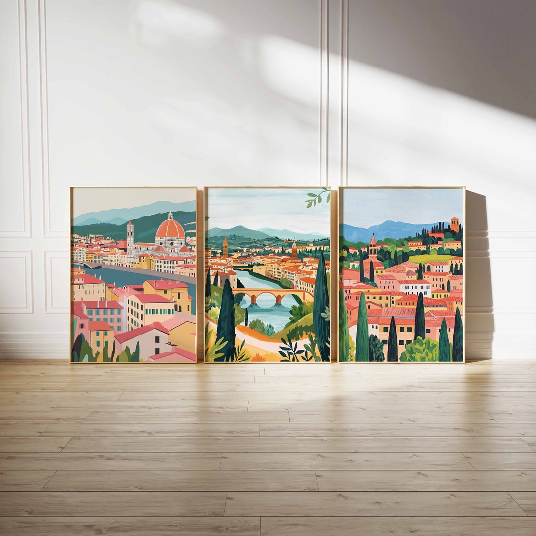 Set of 3 Florence Poster Set, Vintage Florence Art Set, Florence Poster ...