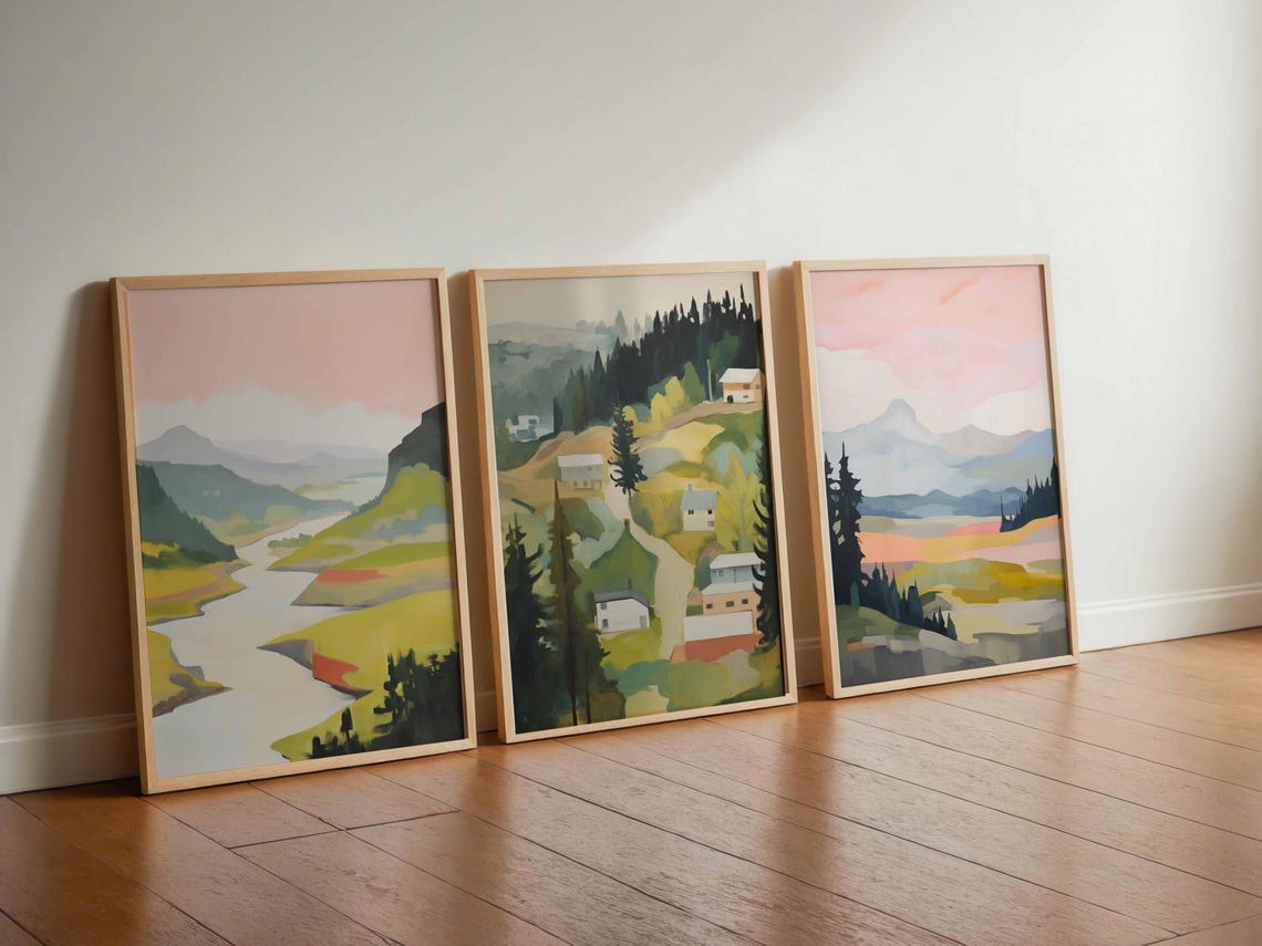 Set of 3 Oregon Posters, USA Travel Prints Set, Pacific Northwest Wall ...