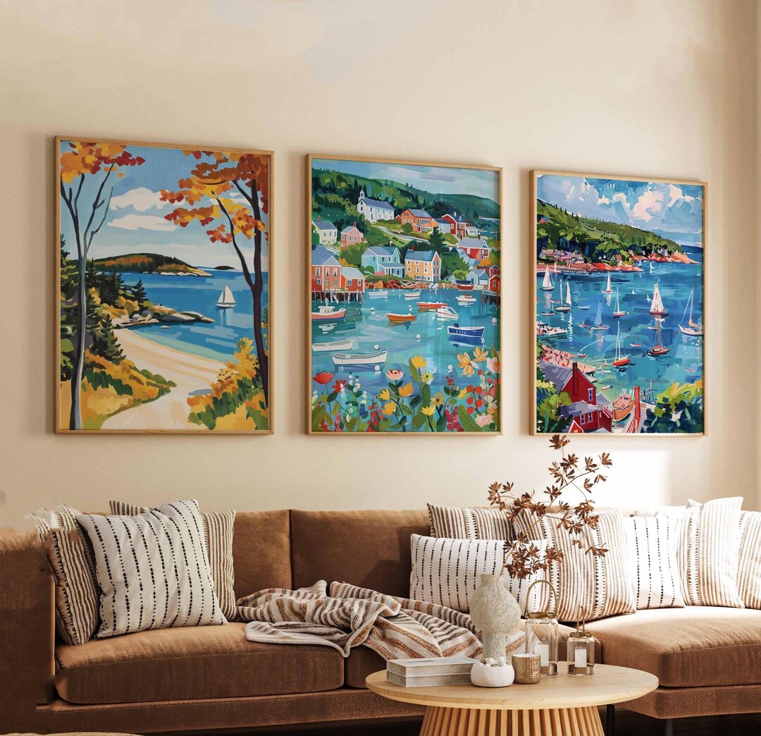 Set of 3 Bar Harbor Posters, Maine Wall Art Prints, Bar Harbor Travel ...