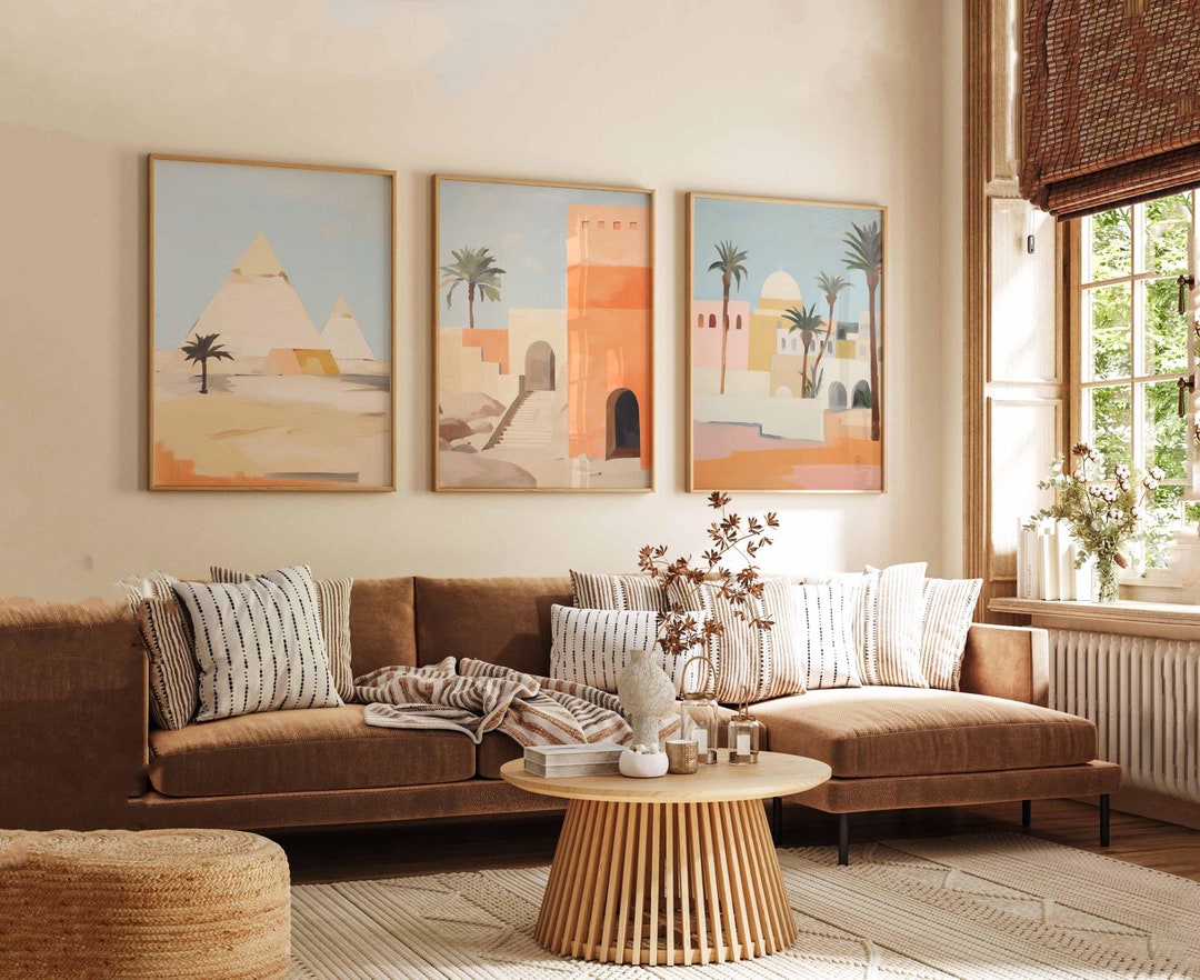 Set of 3 Egypt Posters, Pyramids of Giza Travel Prints, Egyptian Wall ...