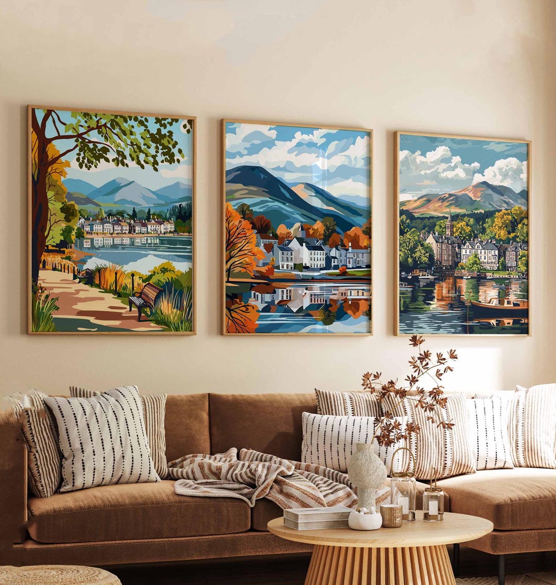 Set of 3 Keswick Posters, Lake District Art Prints, Scenic Mountain ...