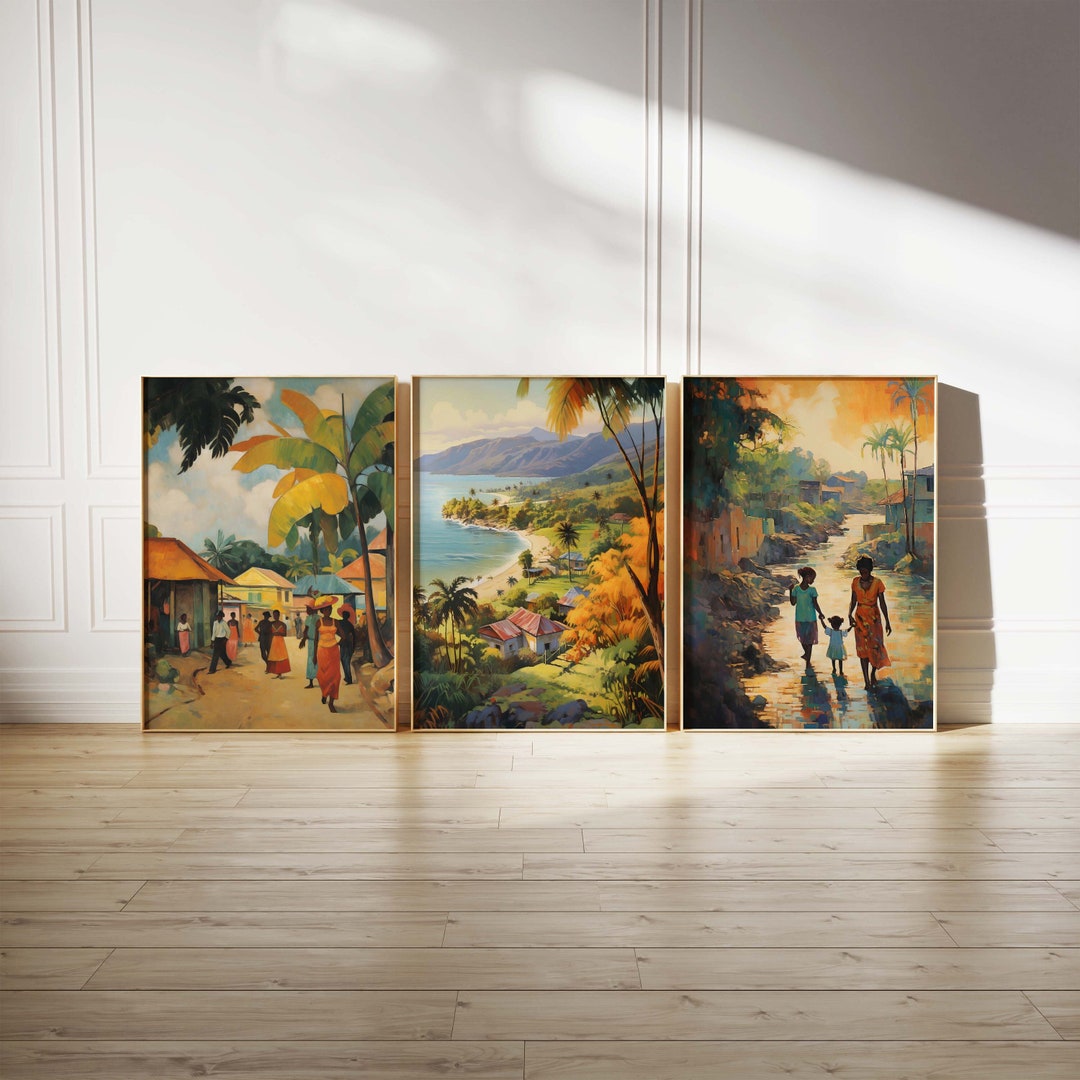 Haiti Art Set of 3 Posters, Haiti Prints, Haiti Wall Art, Haiti Wall ...