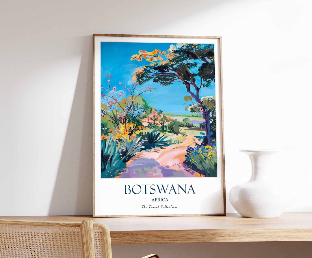 Botswana Poster, Africa Poster, Safari Travel Poster, Travel Poster ...
