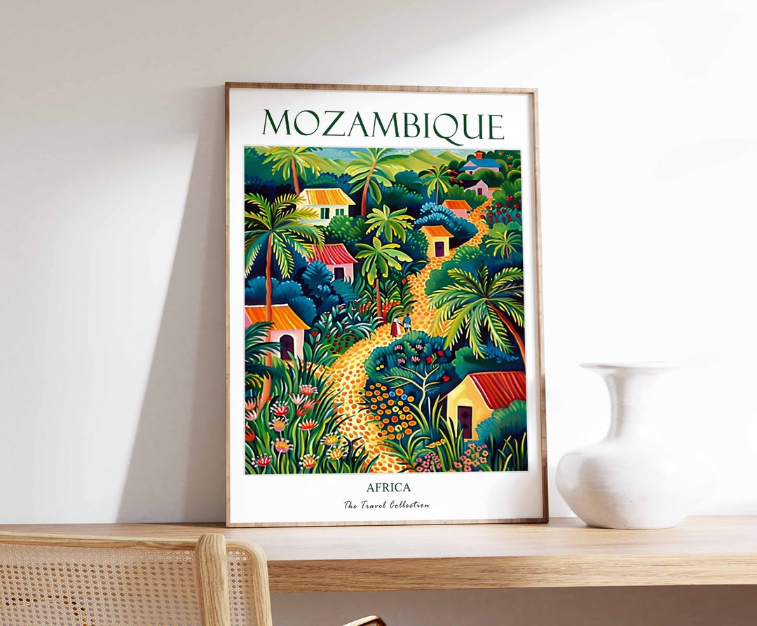 Mozambique Poster, African Poster, Ocean Travel Poster, African Travel Print, Mozambique Travel ...