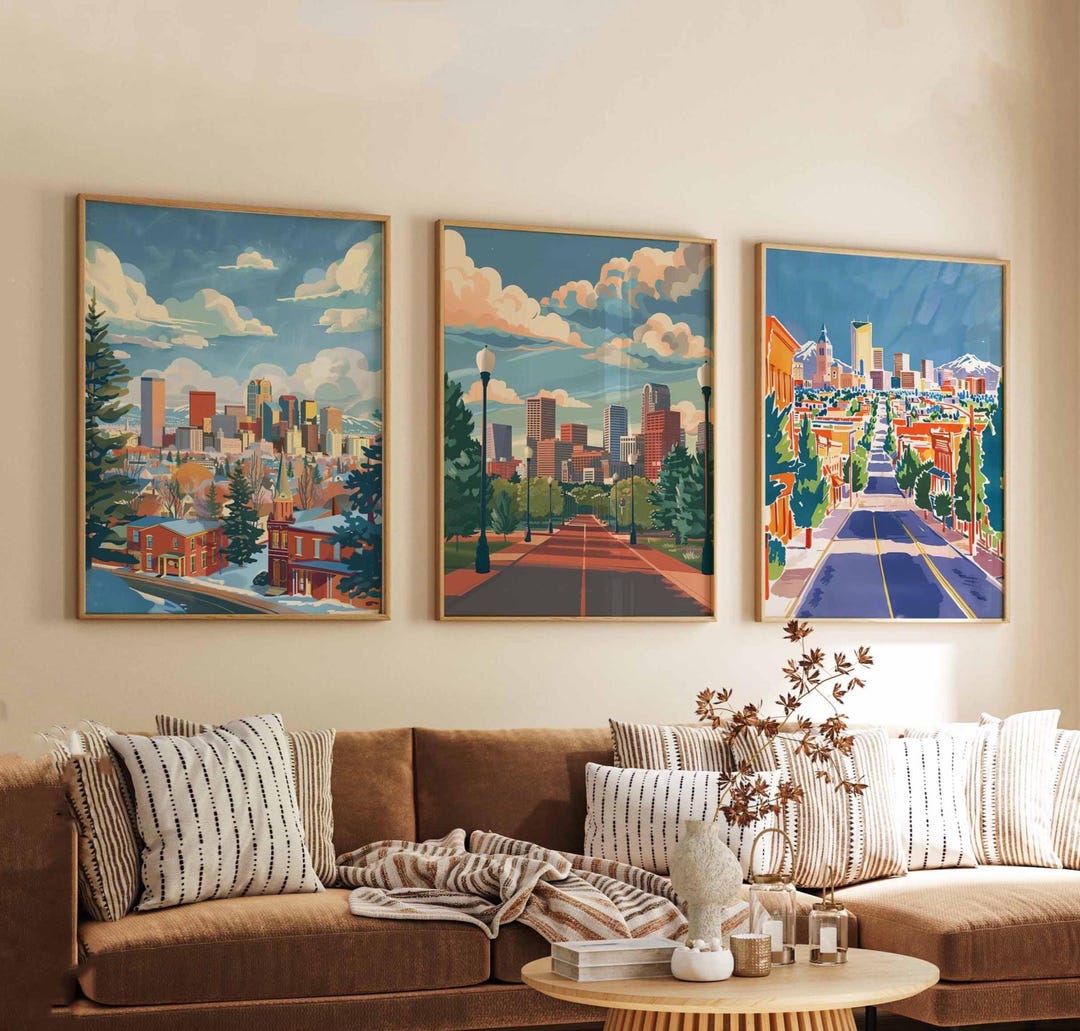 Set of 3 Denver Posters, Colorado Wall Art Prints, Denver Travel Poster ...