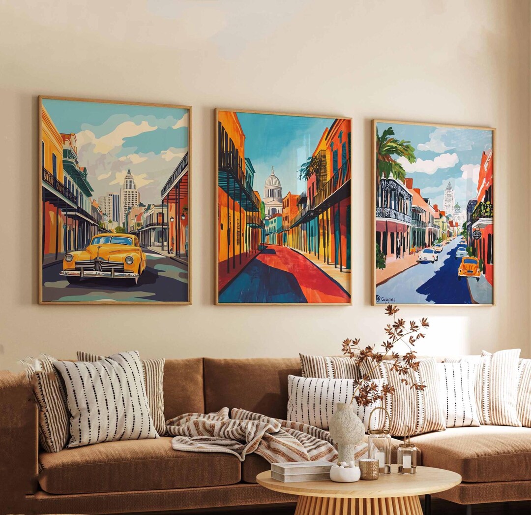 Set of 3 New Orleans Posters, USA Travel Prints, French Quarter Wall ...