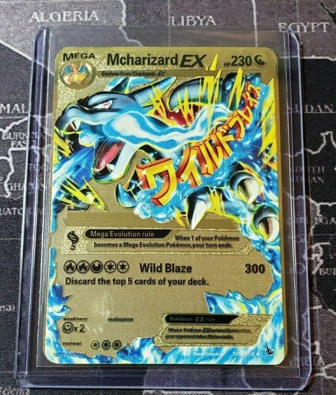 Pokemon Mega Charizard EX Flash Fire Full Art Gold Metal Carte Pokemon Mega Charizard EX Flash Fire Full Art Gold Metal Carte