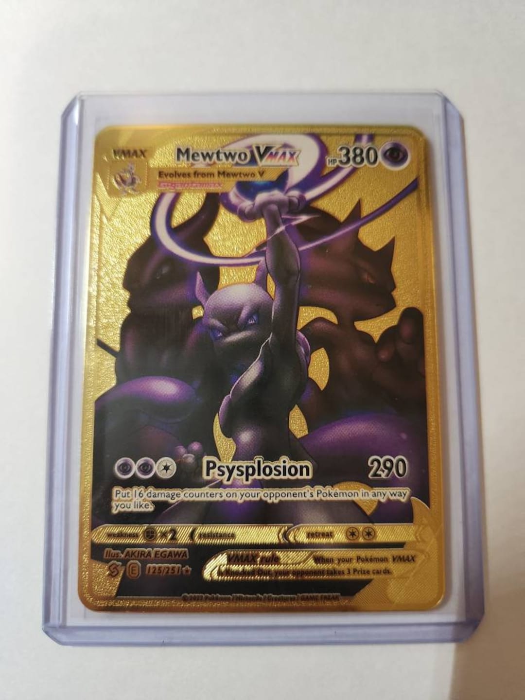 Pokemon Mewtwo Vmax Mega Mewtwo Trio Textured Gold Metal Custom Card ...