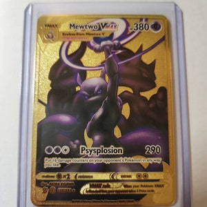 Pokemon Mewtwo Vmax Mega Mewtwo Trio Textured Gold Metal Custom Card ...
