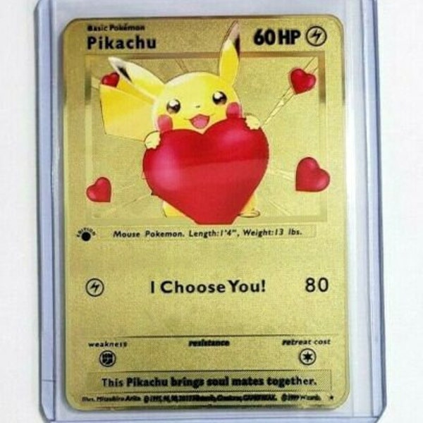 Gold Pikachu Card - Etsy