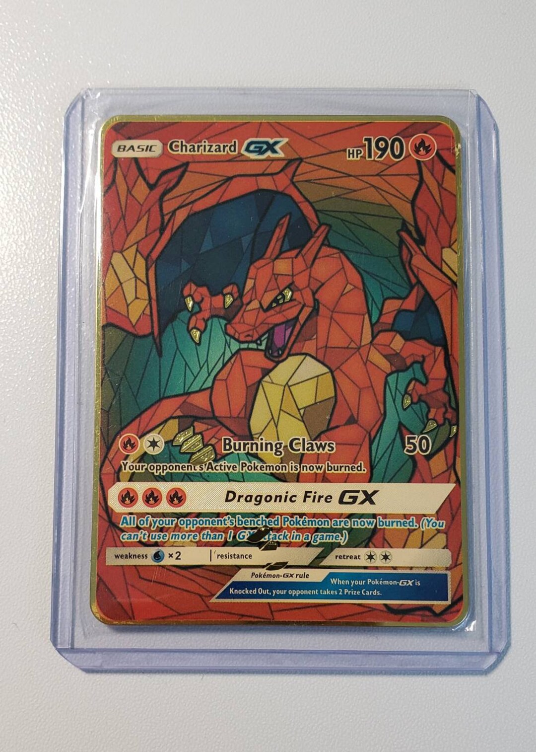 Pokemon Charizard GX Mosaico Hielo Agrietado Texturado Oro - Etsy México