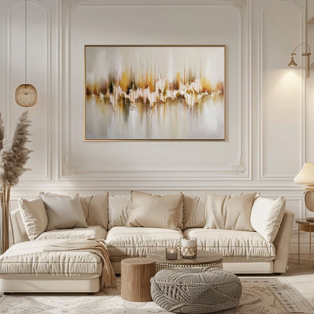 Horizontal Abstract Oil Painting: Modern Canvas Wall Art - Etsy