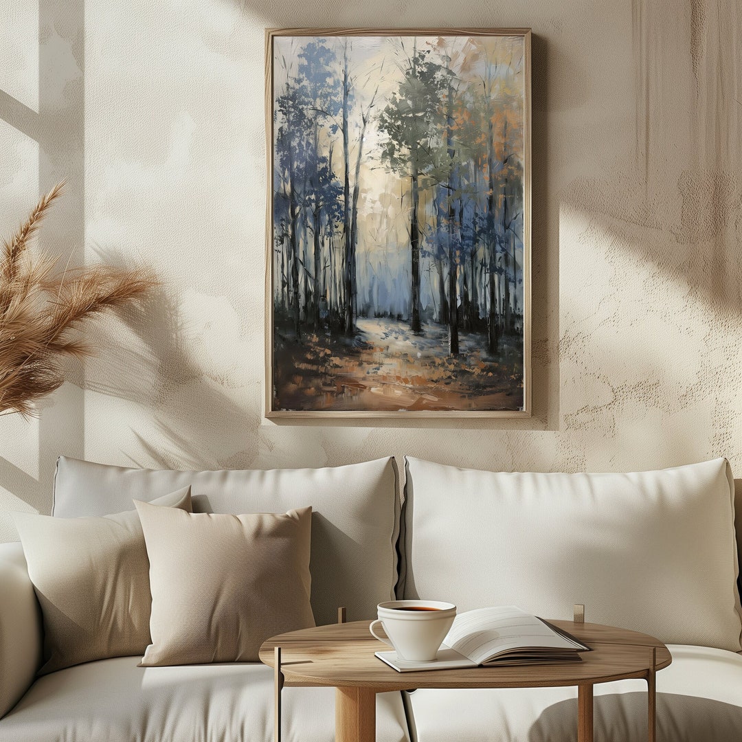 Original Landscape Oil Painting on Canvas, Hand Painted Forest Scenery ...
