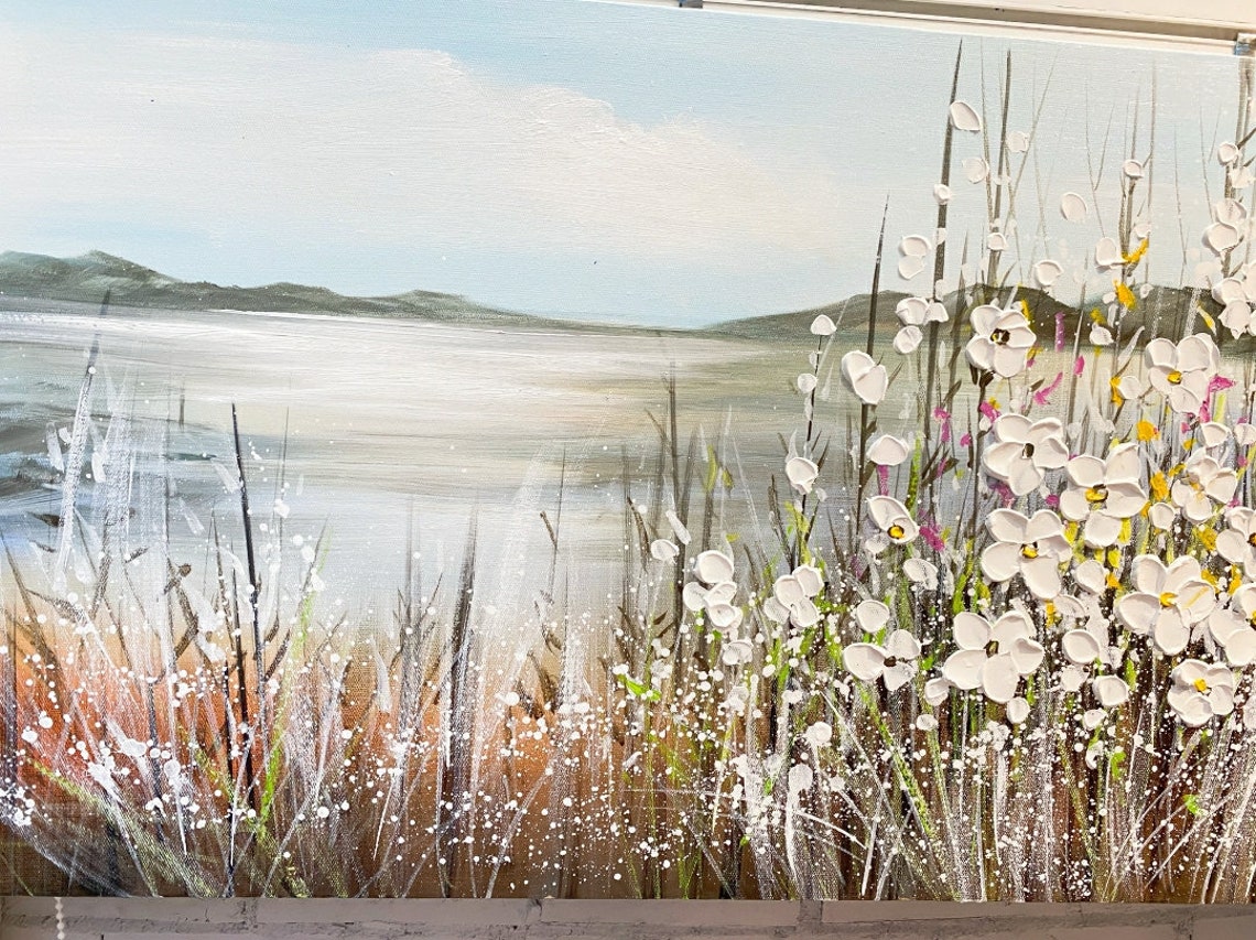 Hand-painted Landscape Oil Painting on Canvas: Palette Knife Floral Art ...