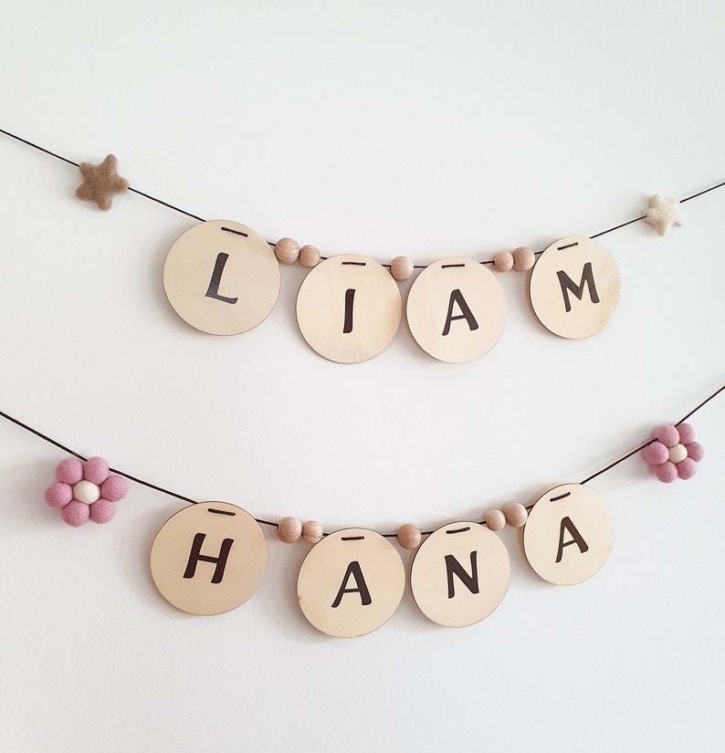 Name Garland Wooden Garland With Name Personalized Baby Room Banner ...