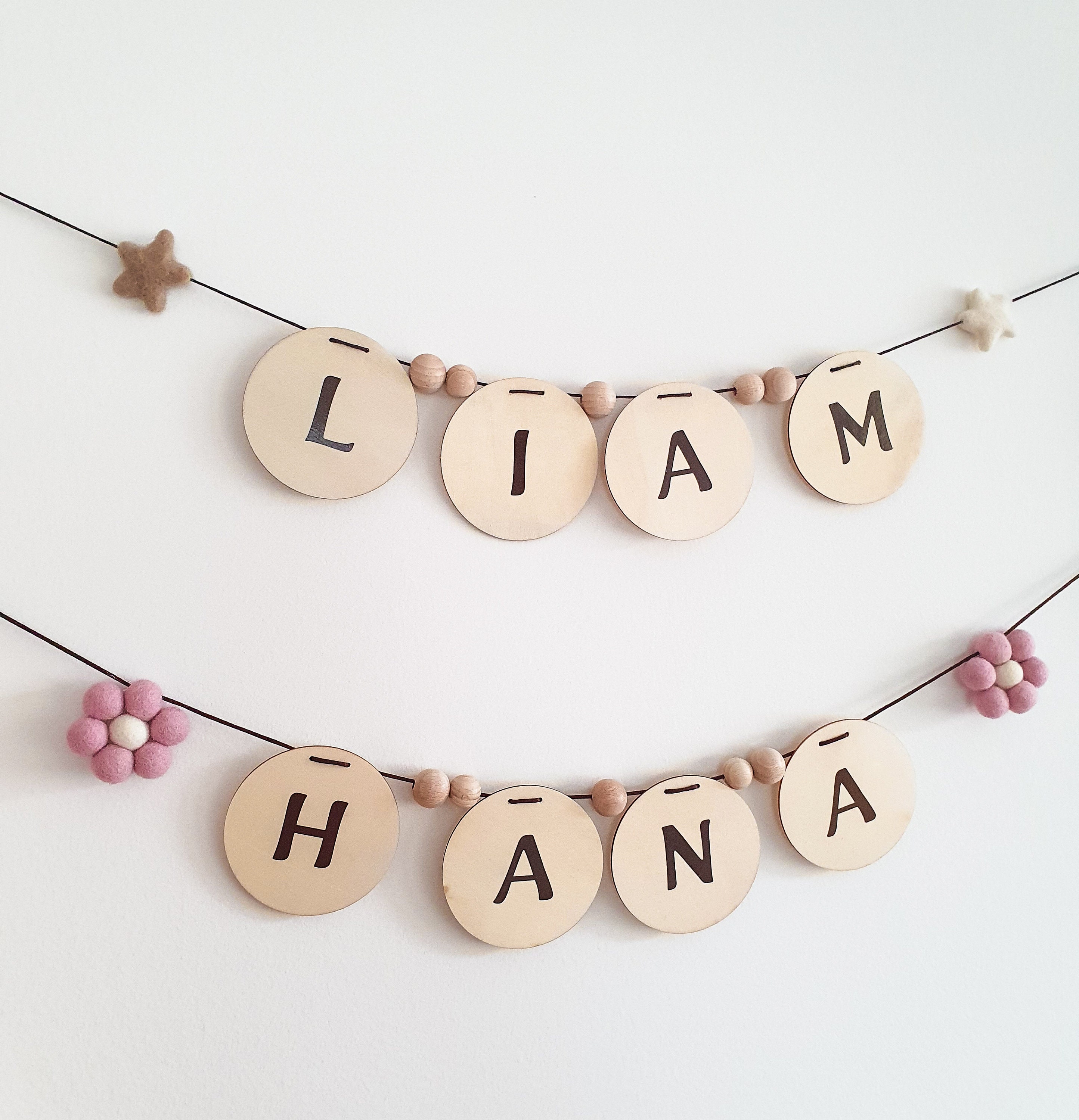 Name Garland Wooden Garland With Name Personalized Baby Room Banner ...