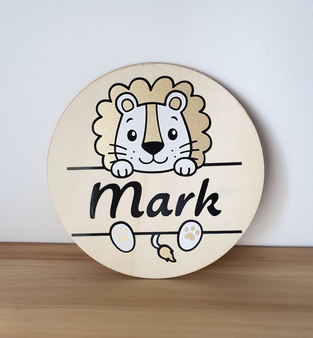 Personalised Name Sign With a Lion | Custom Name Plaque | Wooden Name ...