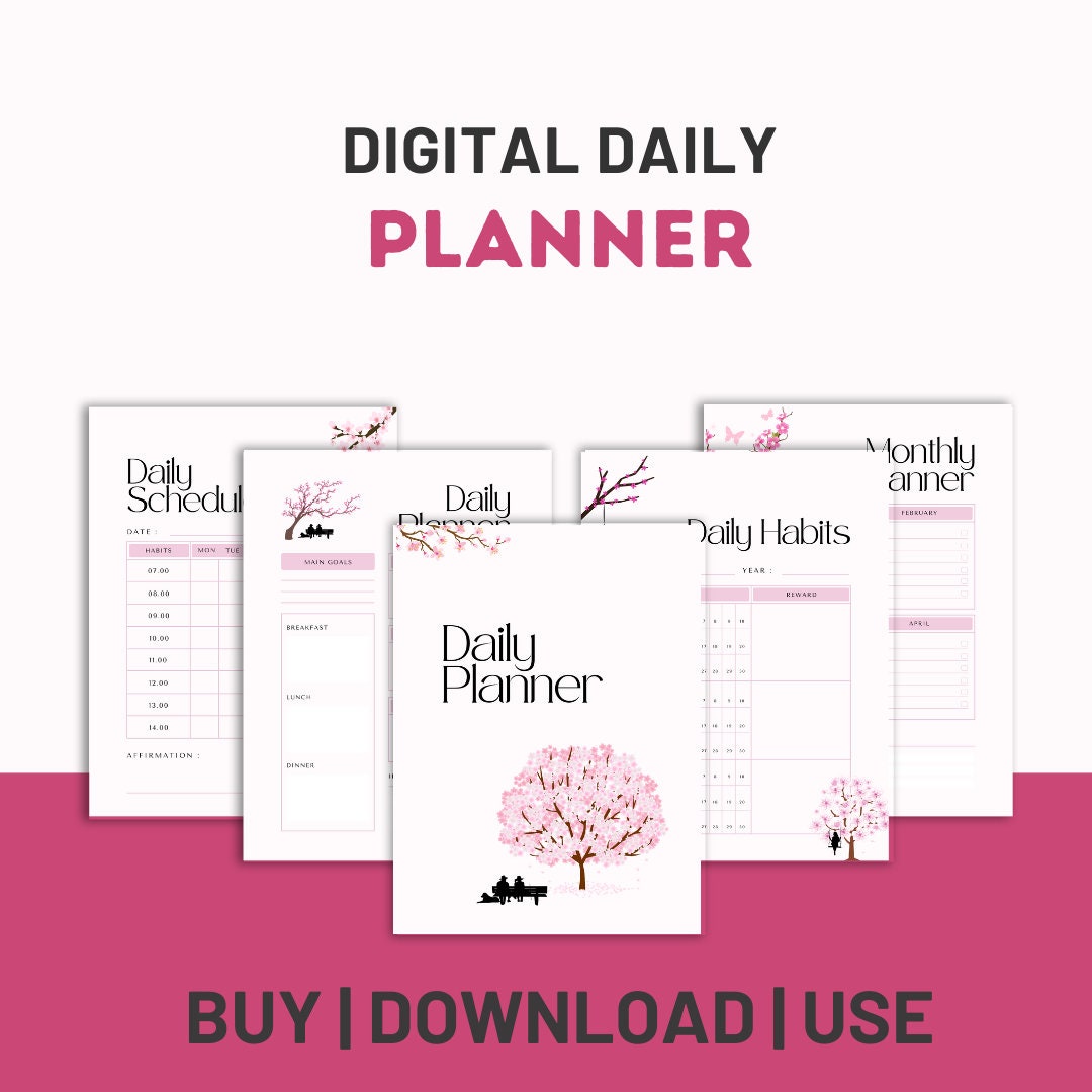 Daily Planner | Digital Product | Digital Planner | Digital Day ...