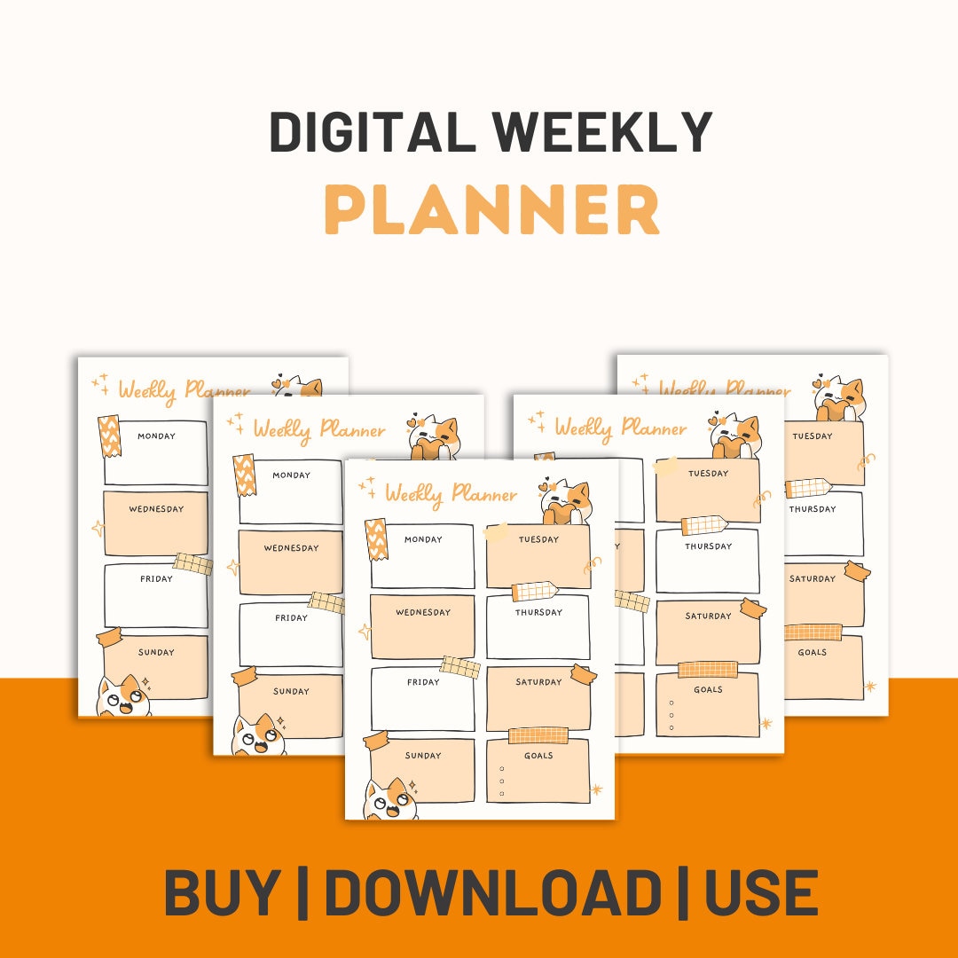 Weekly Planner | Weekly Agenda | Digital Weekly Planner | Cute Planner ...