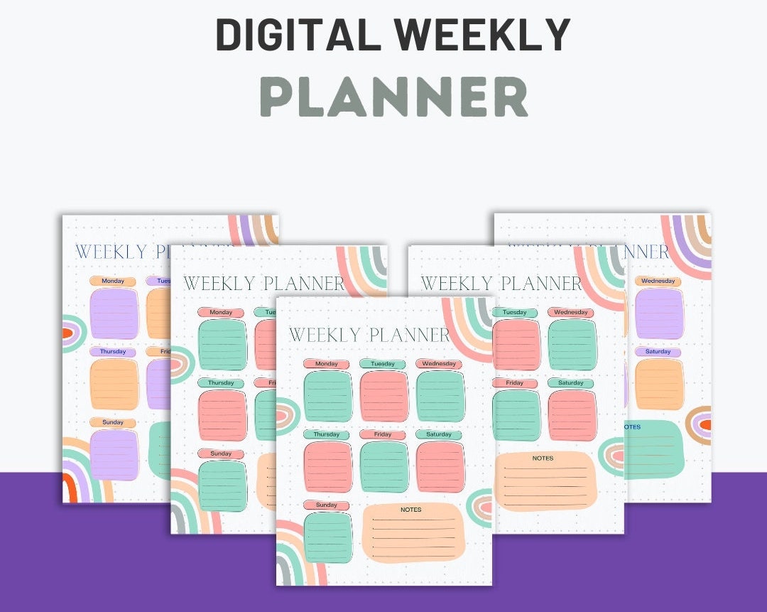 Digital Weekly Planner | Weekly Agenda | Digital Weekly Planner | Cute ...