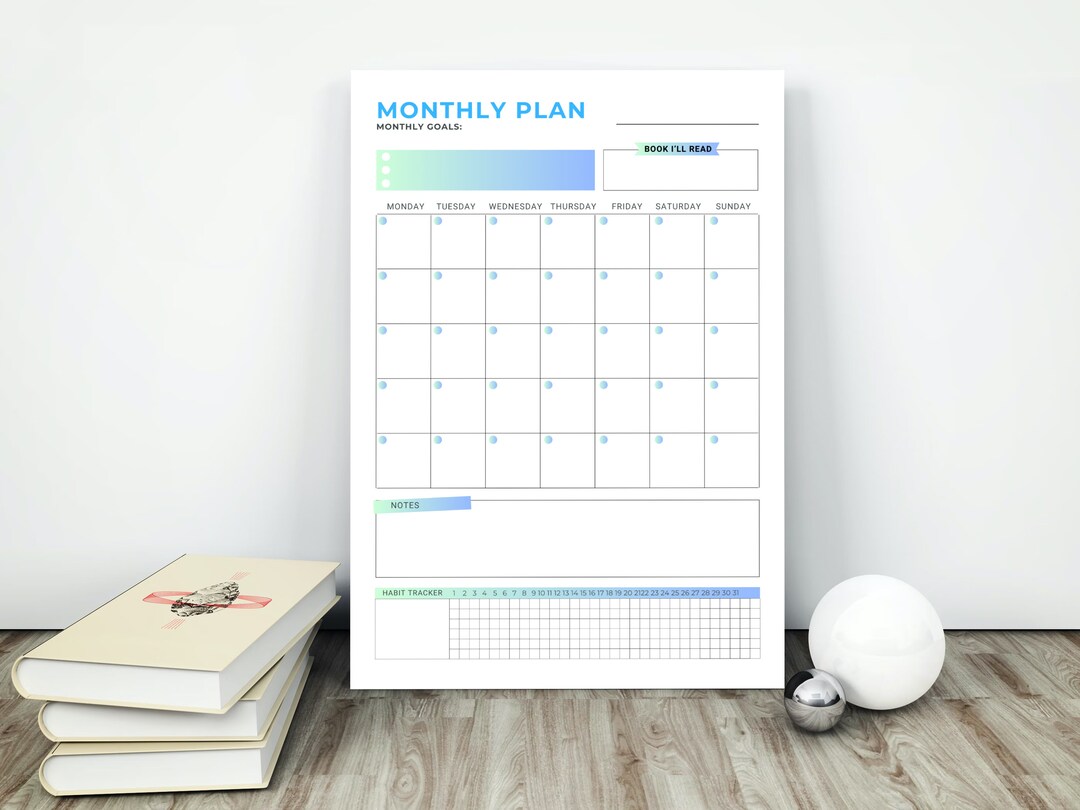 Monthly Planner | Digital Product | Digital Planner | Monthly Tracker ...