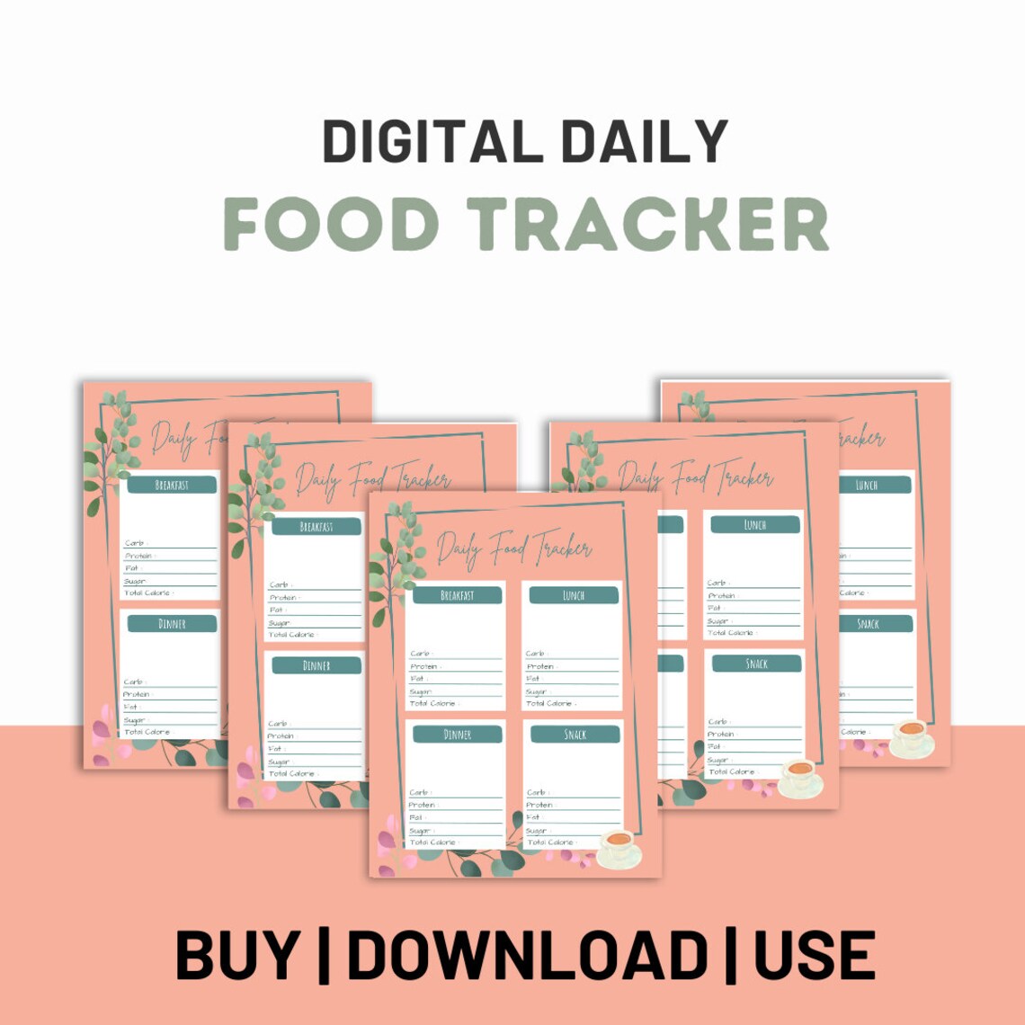 Editable Food Journal Printable| Fillable Food Tracker| Food Log| Food ...