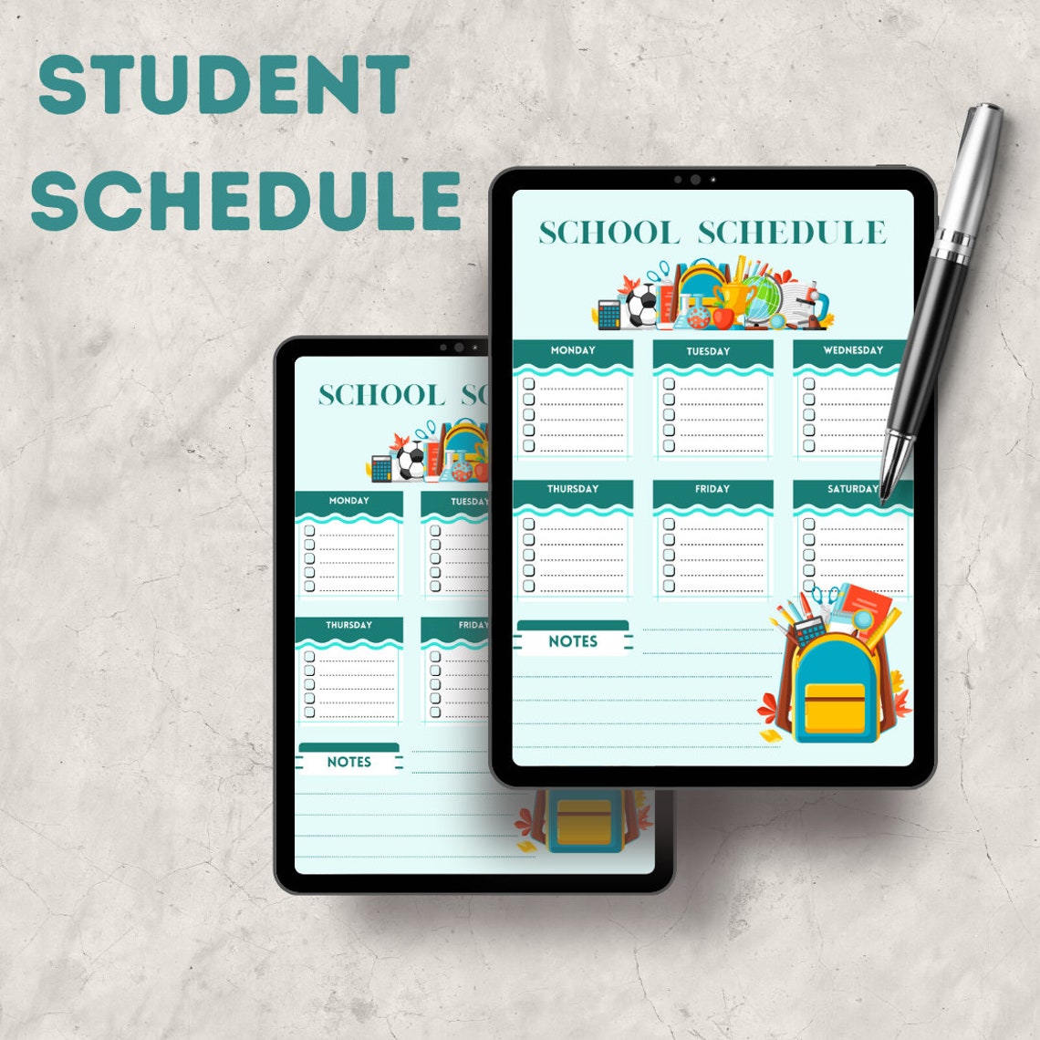 Editable School Schedule for Kids School Supplies Theme Printable ...