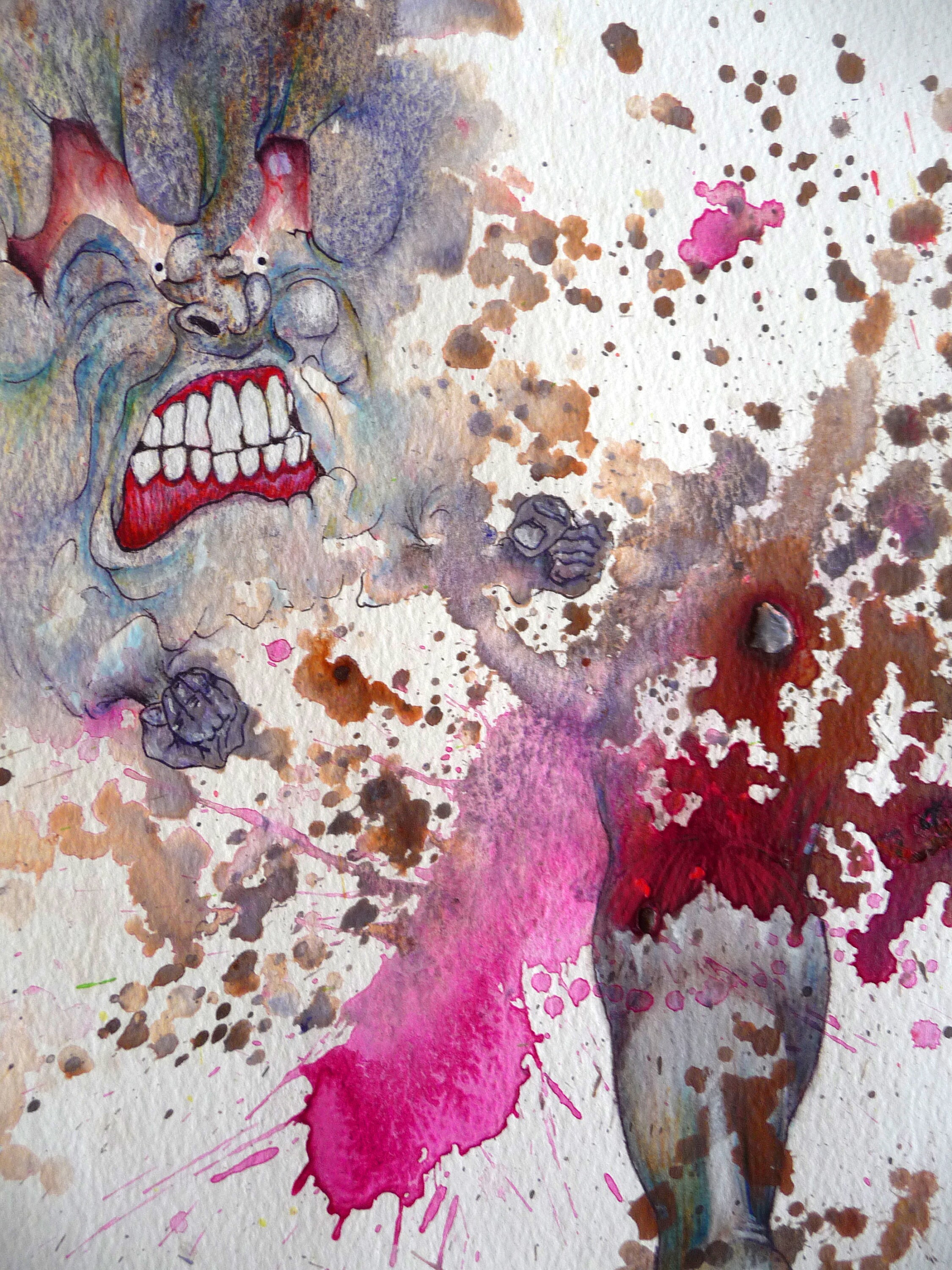 Digital Art Print, Watercolour Illustration, Mixed Media Artwork, anger ...