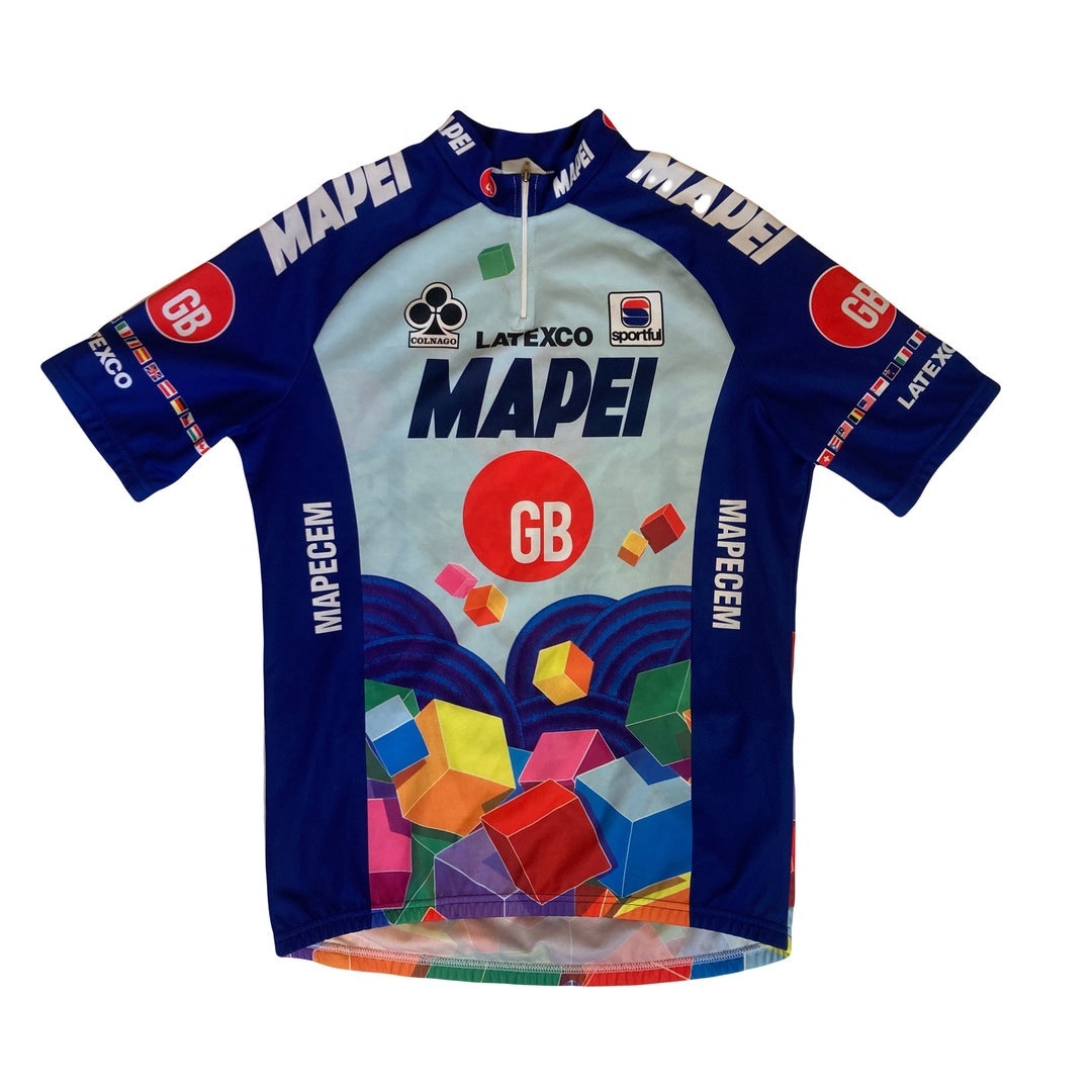 Vintage 96 Team Mapei Tour De France Style Cycle Jersey Blue ...