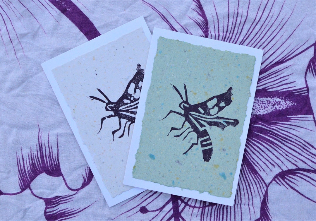 Insect Lino Printed Gift Card - Etsy