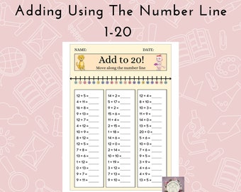 Number Line Addition, 1-10, 10 Printable Worksheets, Preschool - 1st ...