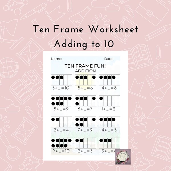 Ten Frame Addition Worksheets - Etsy