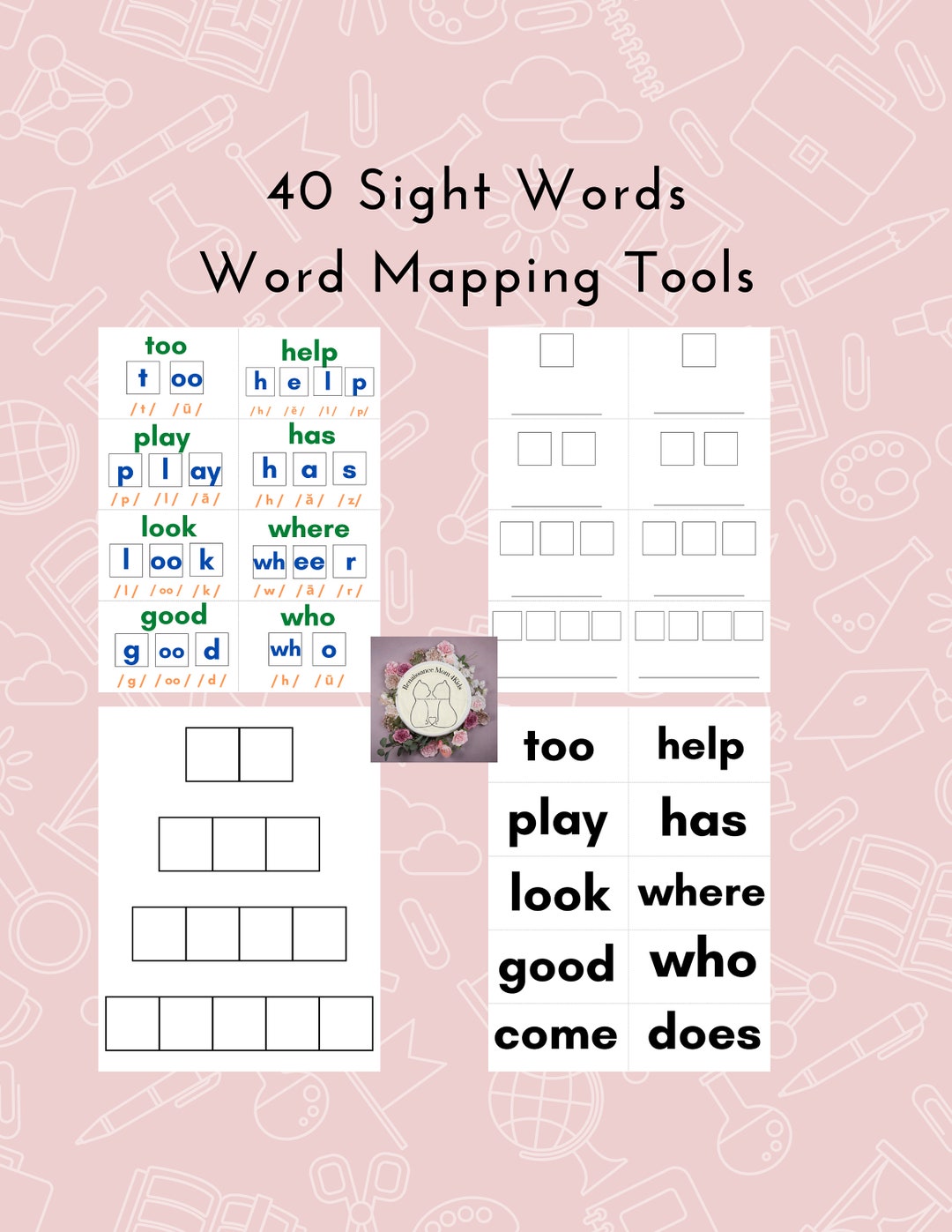 40 Sight Words, Word Mapping Tools, Kindergarten Sight Words ...
