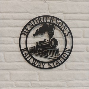 Personalized Railroad Metal Wall Sign , Custom Train Metal Wall Decor ...