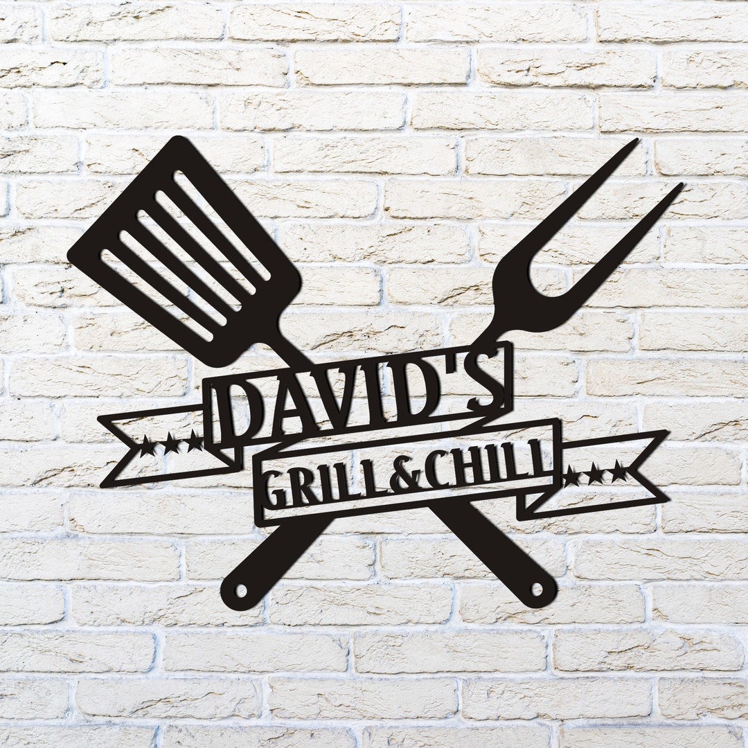 Personalized BBQ Name Sign , Last Name Metal Wall Art , Family Name ...