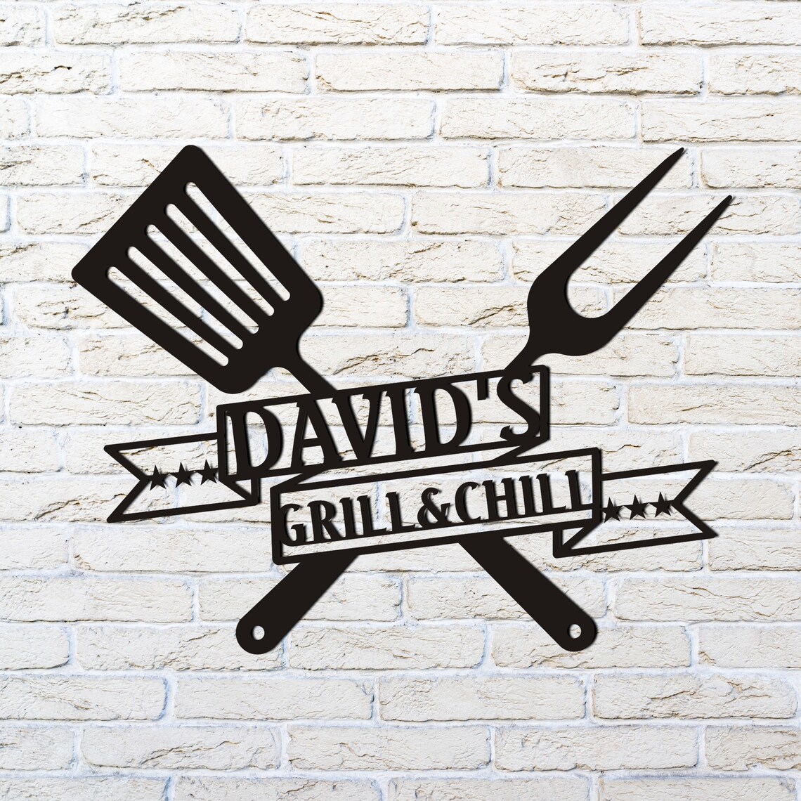 Personalized BBQ Name Sign Last Name Metal Wall Art Family | Etsy