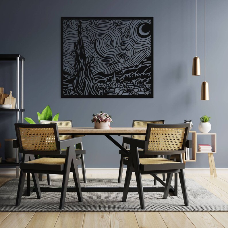 Starry Night Metal Wall Art Van Gogh Starry Night Wall Decor - Etsy