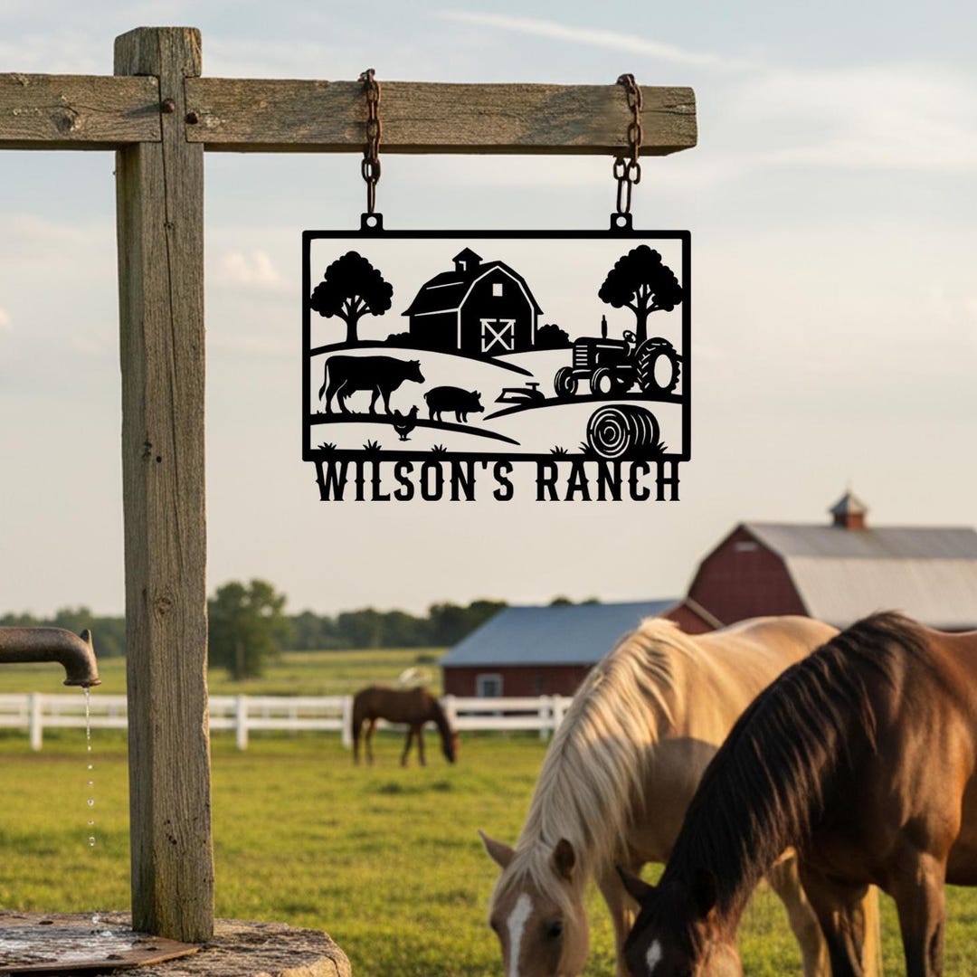 Custom Farm Metal Name Sign: Personalized Farmhouse Decor - Etsy