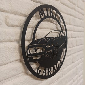 Personalized Mustang Garage Sign: Black Textured Metal Wall Art - Etsy